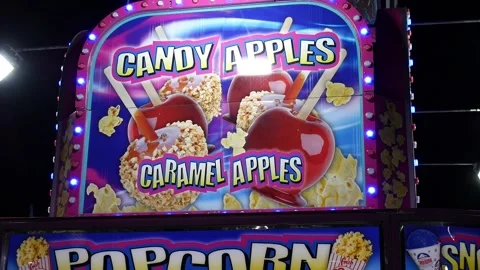 Carnival candy apple sign. | Stock Video | Pond5