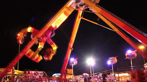Carnival Fair Ground Ride Night - Big Sw... | Stock Video | Pond5