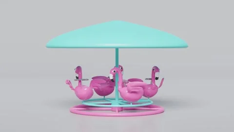 Carousel for children with flamingo iso... | Stock Video | Pond5