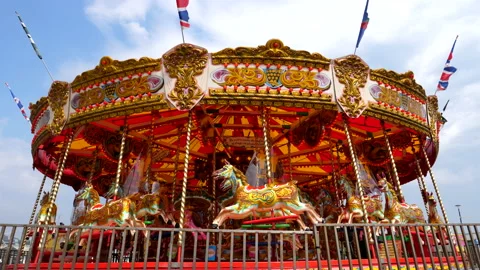 Carousel merry go round roundabout with ... | Stock Video | Pond5