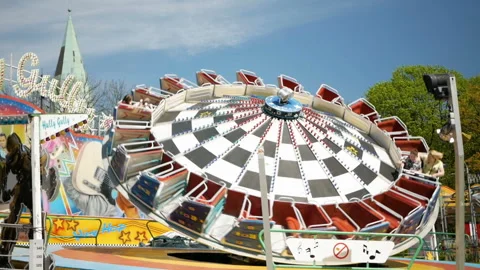 Carousel roundabout. Swinging turning ar... | Stock Video | Pond5