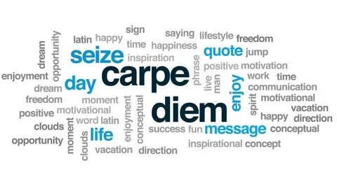 Carpe diem animated word cloud, text des... | Stock Video | Pond5