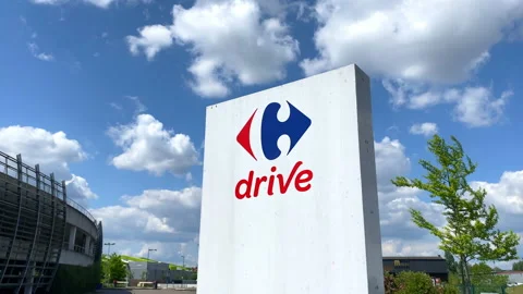 Carrefour Drive logo sign | Stock Video | Pond5
