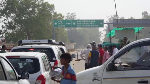 Cars at army checkpoint, Indian Pakistan... | Stock Video | Pond5