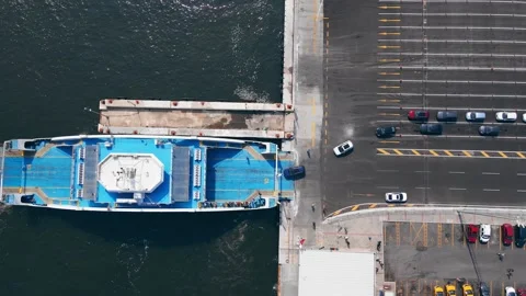 Cars boarding on deck of ferry boat, Fer... | Stock Video | Pond5