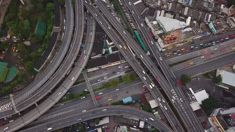 Cars driving on bridge roads shaped curv... | Stock Video | Pond5