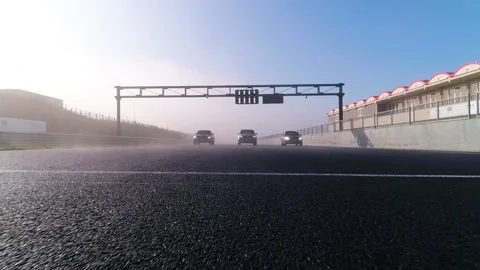 Cars at the start line with green light ... | Stock Video | Pond5