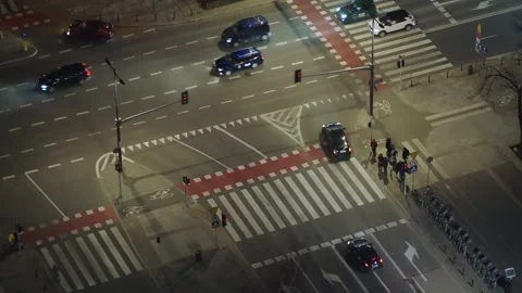 Cars turning right on red light, aerial ... | Stock Video | Pond5