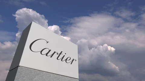 CARTIER logo on sky background, editoria... | Stock Video | Pond5