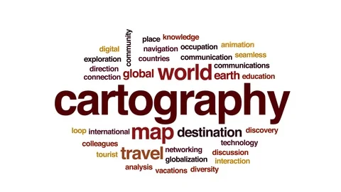 Cartography animated word cloud. Kinetic... | Stock Video | Pond5