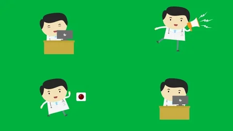 Cartoon 2d characters on green screen bo... | Stock Video | Pond5