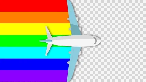 cartoon airplane flying with rainbow ove... | Stock Video | Pond5