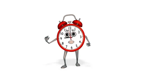 Cartoon Alarm Clock Dancing Loop on Whit... | Stock Video | Pond5