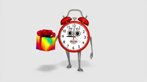 Cartoon Alarm Clock Shows Gift Loop on A... | Stock Video | Pond5