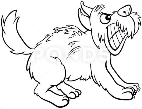 Cartoon angry dog coloring page: Graphic #208853881
