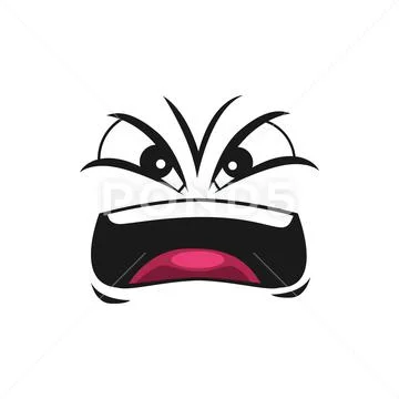 Cartoon angry face vector furious yelling emoji Illustration #206407456