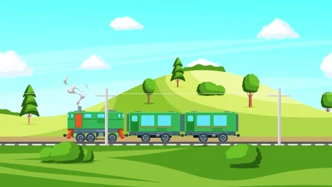 Cartoon Animated Train Landscape | Stock Video | Pond5