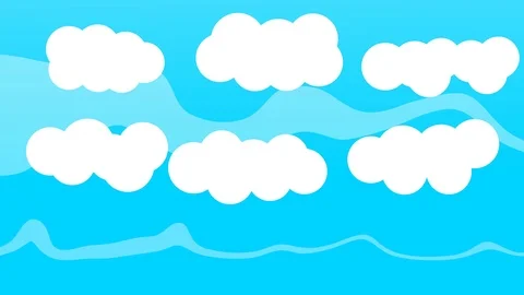 Cartoon Animated White Clouds on Blue Sk... | Stock Video | Pond5