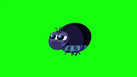 Cartoon animation beetle character green... | Stock Video | Pond5