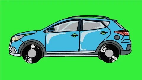 Cartoon animation of a blue running car ... | Stock Video | Pond5