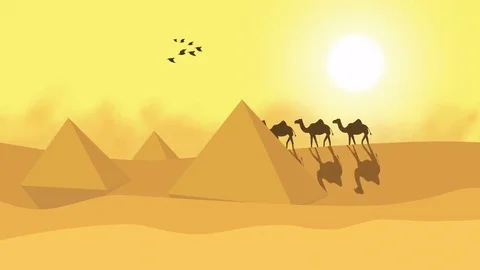 Cartoon animation of a camel train trave... | Stock Video | Pond5