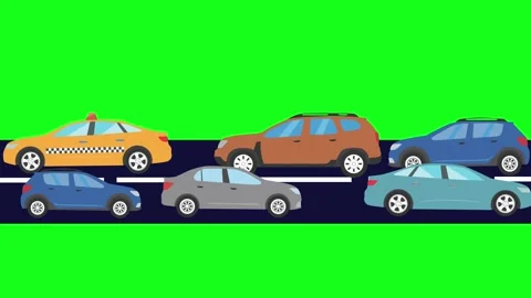 Cartoon animation of cars running on the... | Stock Video | Pond5