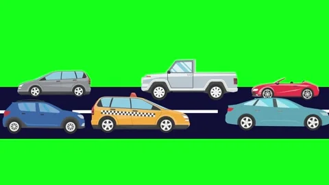Cartoon animation of cars running on the... | Stock Video | Pond5