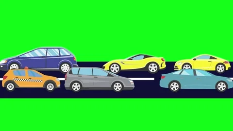 Cartoon animation of cars running on the... | Stock Video | Pond5