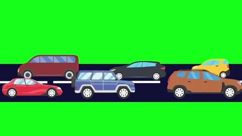 Cartoon animation of cars running on the... | Stock Video | Pond5