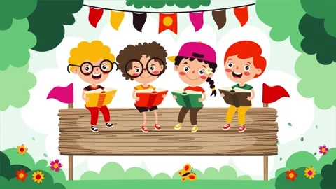 Cartoon Animation Of Children Reading Bo... | Stock Video | Pond5