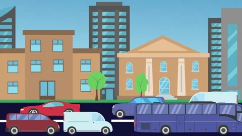 Cartoon Animation of city background wit... | Stock Video | Pond5