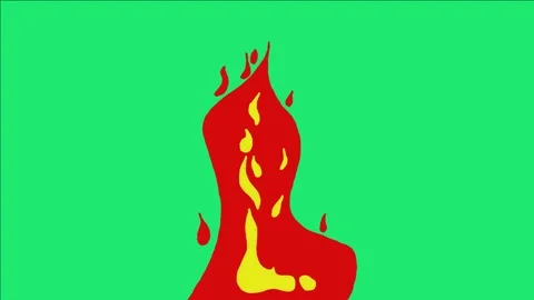 Cartoon animation of fire effect on gree... | Stock Video | Pond5