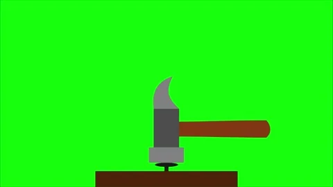 Cartoon animation of a hammer nailing is... | Stock Video | Pond5