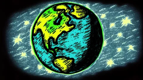 cartoon animation of planet earth floati... | Stock Video | Pond5