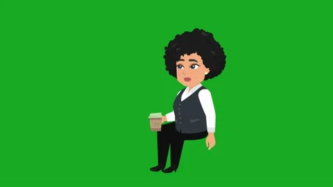 cartoon animation woman drinking coffee ... | Stock Video | Pond5