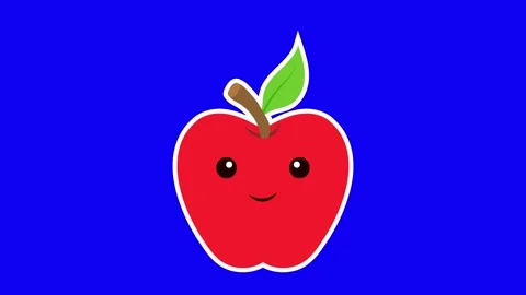 Cartoon Apple Fruit Sticker Floating on ... | Stock Video | Pond5