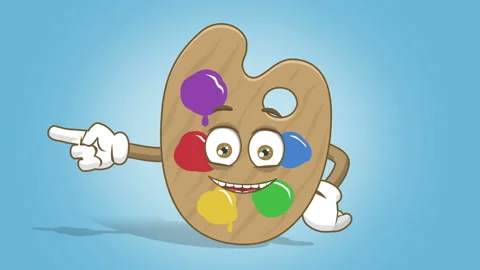 Cartoon Artist Color Palette Happy Left ... | Stock Video | Pond5
