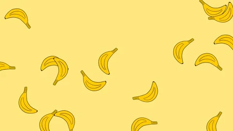 Cartoon bananas falling down on yellow b... | Stock Video | Pond5