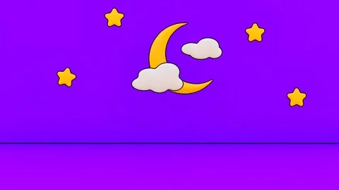 Cartoon bedtime moon, stars and clouds | Stock Video | Pond5