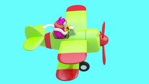 Cartoon bird flying in the clouds on pla... | Stock Video | Pond5