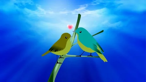Cartoon birds kissing background and 2d ... | Stock Video | Pond5