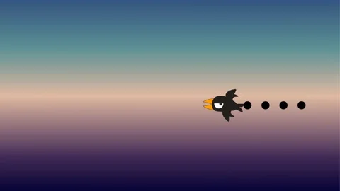 cartoon black bird flying effect backgr... | Stock Video | Pond5