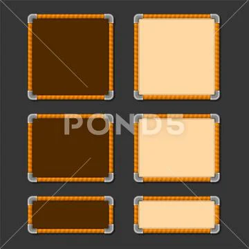Cartoon Board Frame for Game Menu Interface. UI Set Vector: Royalty ...