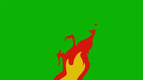 Cartoon burning fire animation on green ... | Stock Video | Pond5