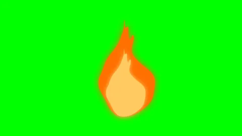 Cartoon burning fire animation on green ... | Stock Video | Pond5