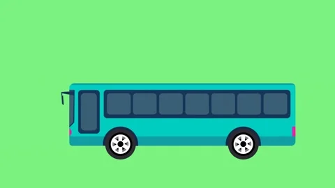 Cartoon Bus driving animation 4k on gree... | Stock Video | Pond5