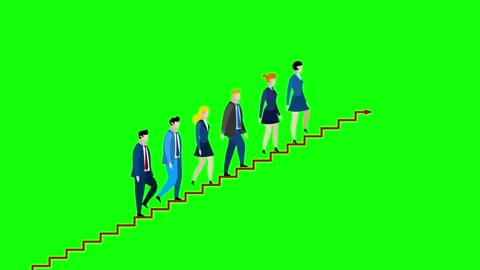 Cartoon business people going up the cha... | Stock Video | Pond5