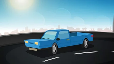 Cartoon Car Driving On City Highway Loop | Stock Video | Pond5