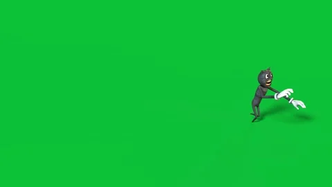 Cartoon Cat Runs Green Screen Top Horror... | Stock Video | Pond5