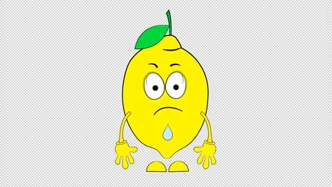 Cartoon character Lemon. Lemon is crying... | Stock Video | Pond5